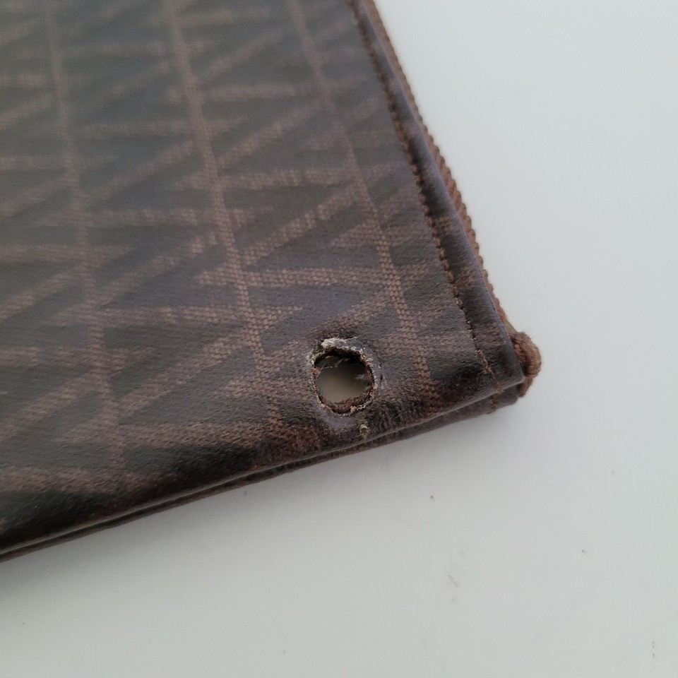 Valentino Vintage Pouch Wallet Zip Clutch Designer 7x4 Designer Brown ...