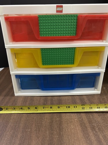 LEGO 3 Drawer Storage Bin Red Yellow Blue READ Tray Organizers | eBay