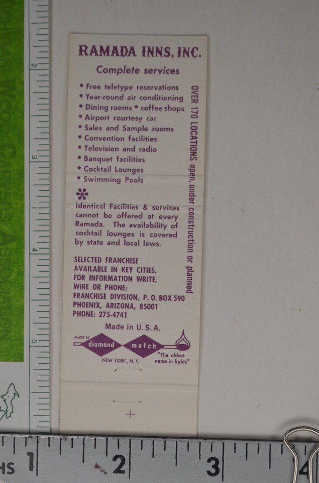 Vintage Matchbook Cover Ramada Inn Sahara Phoenix Arizona Hotel Lx5 | eBay