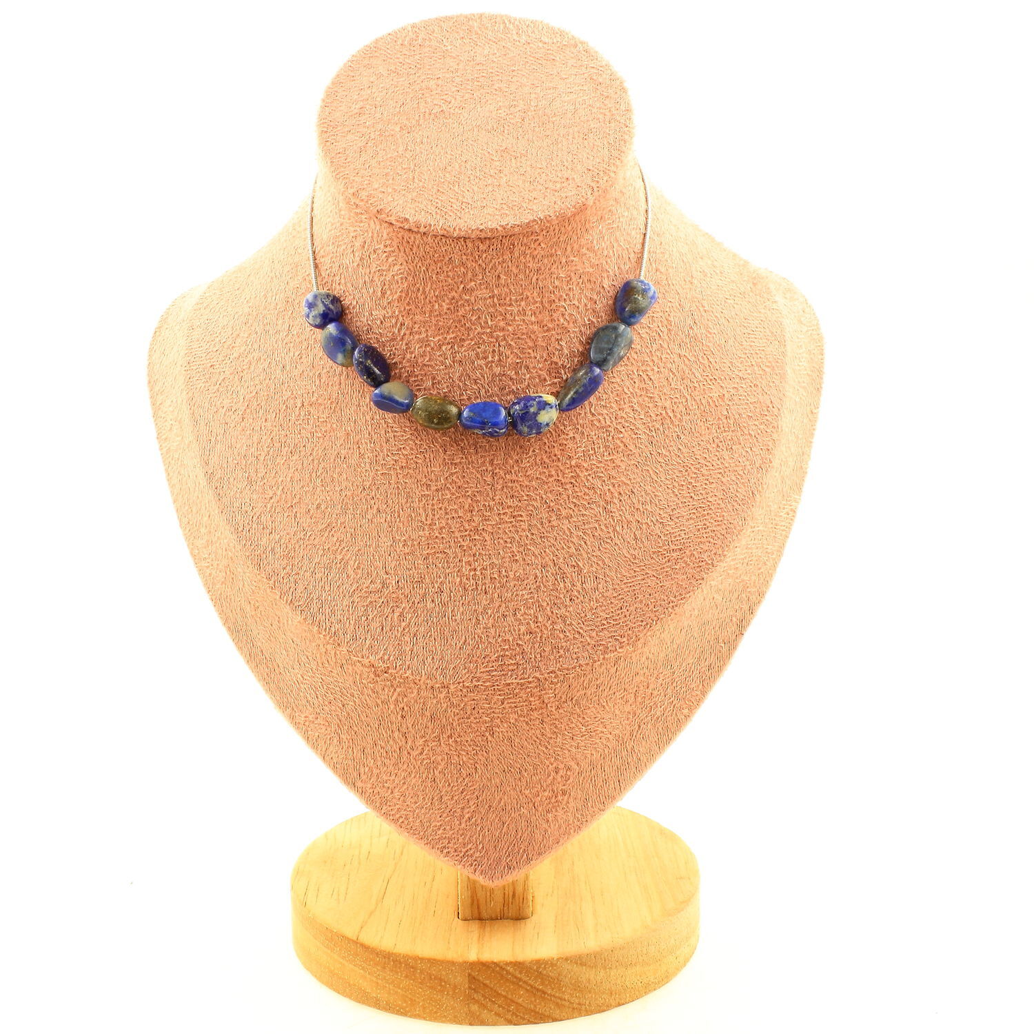 Necklace 10 Beads Lapis Lazuli From Pakistan. Chain Stainless Steel ...