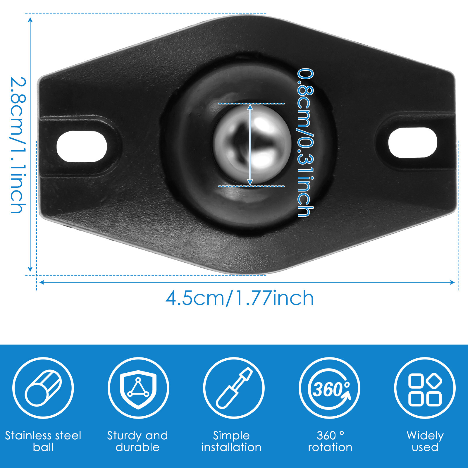 20Pcs Mini Sticky Pulley Quiet 360° Mini Swivel Wheel Stainless Steel ...