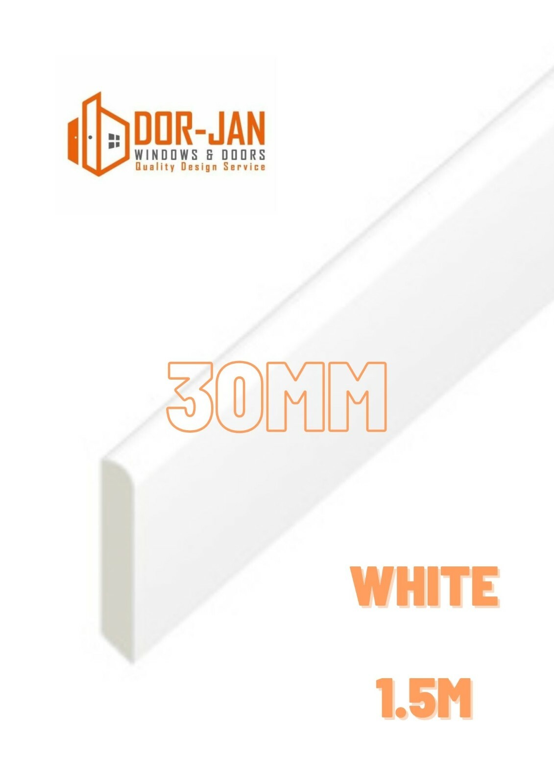 1.5m x 30mm White UPVC Plastic Trim Cloaking Fillet Window Bead COILED ...
