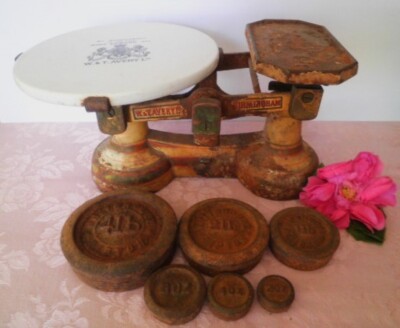 ANTIQUE AVERY BALANCE SCALES & WEIGHTS LATE KING EDWARD VII RARE CAST ...