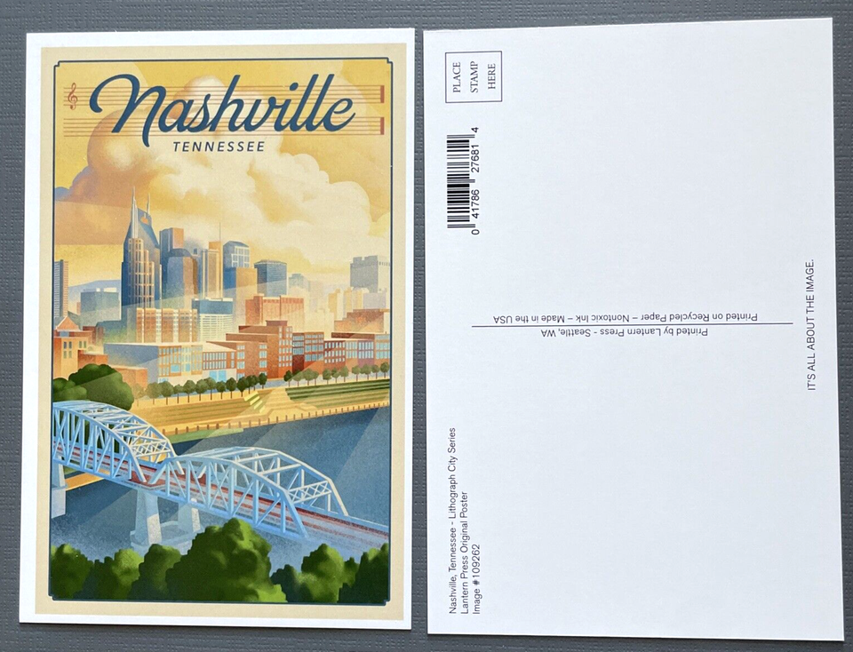 Nashville, Tennessee - Lithograph City Series - Lantern Press Postcard ...