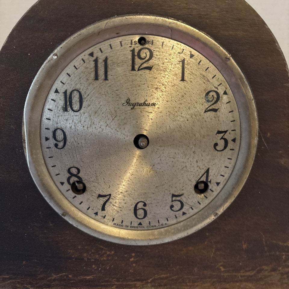 Antique Wood Ingram Mantel Clock Needs Service Back Piece And Key | eBay