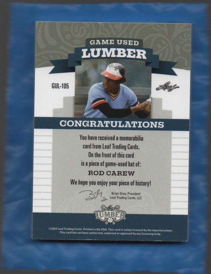 ROD CAREW ~ 2022 Leaf Lumber GAME USED BAT BARREL CHUNK ~3/4 !! | eBay