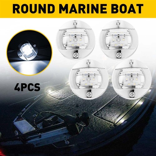 4x Round Marine Boat Blue Courtesy Light LED Deck Stern Transom Lights ...