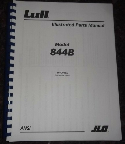LULL JLG 844B SERIES TELEHANDLER FORKLIFT ILLUSTRATED PARTS MANUAL BOOK ...