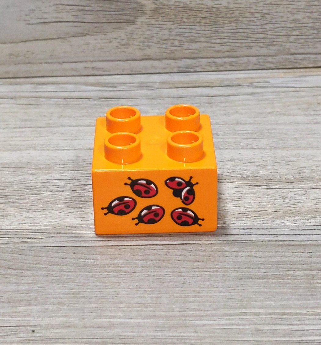 Lego Duplo 5 LADY BUGS PRINTED BLOCK Specialty Red Counting Farm Piece ...