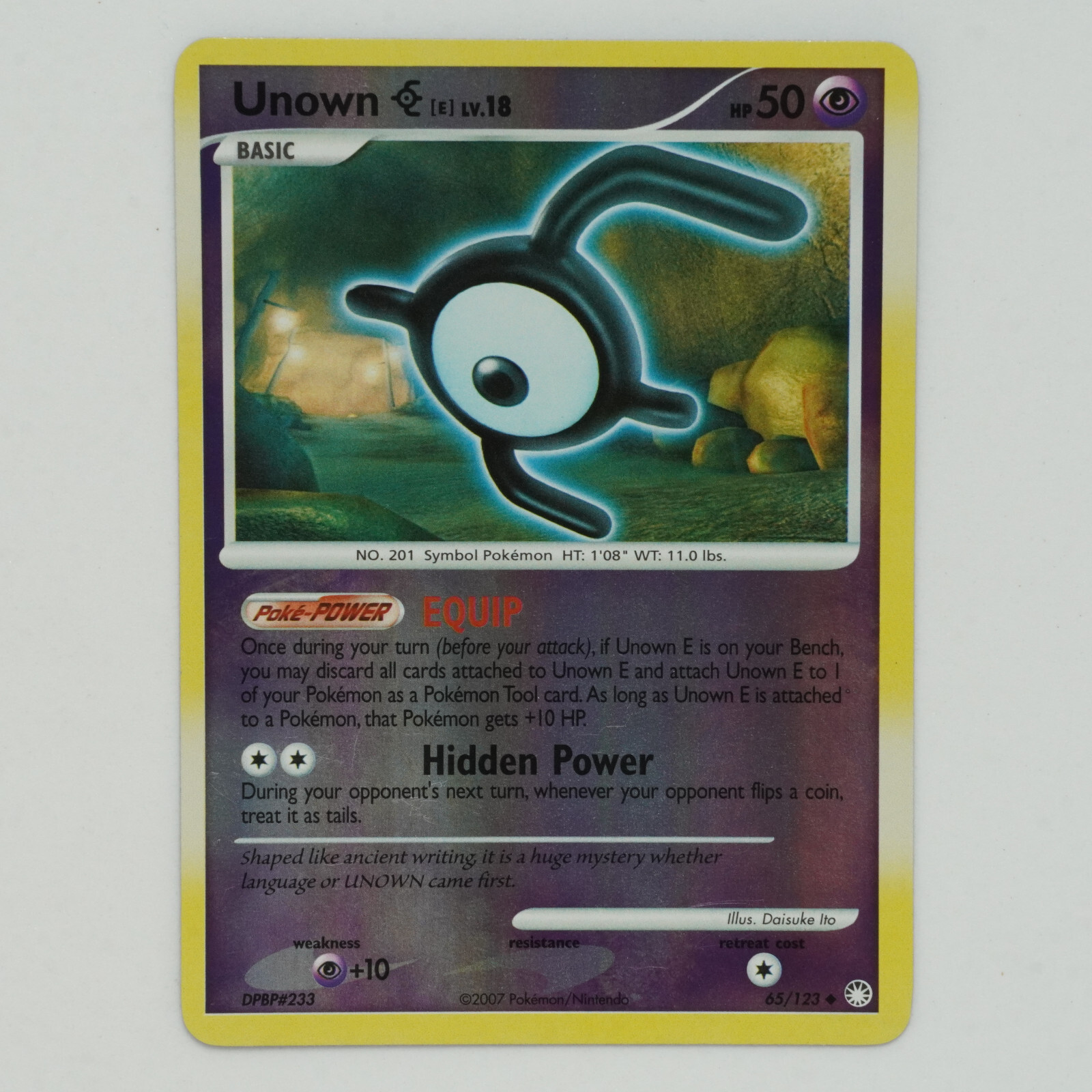 Unown 65/123 Reverse Holo Uncommon DP Mysterious Treasures Pokemon Card ...
