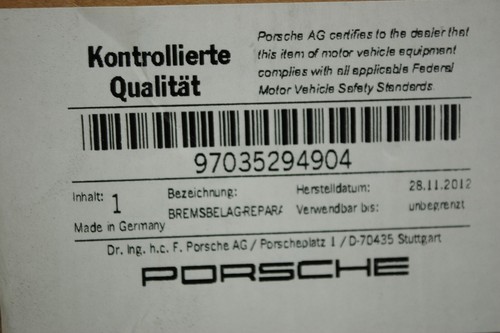 Porsche 970 Panamera Rear Ceramic Brake Pads 97035294904 SS 97035294905 ...