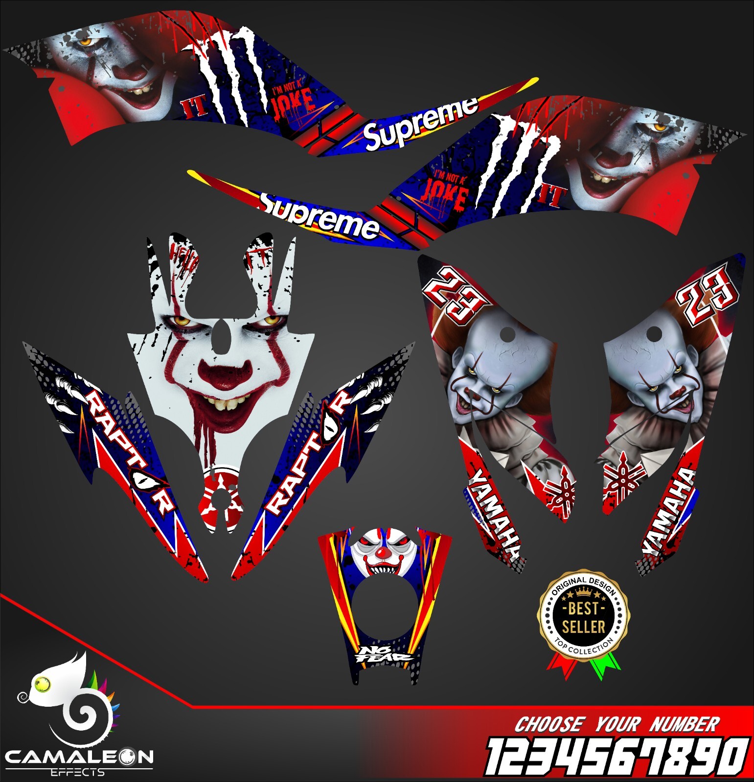 Yamaha Raptor 125 250 250R graphics kit decals stickers atv Allá Years ...
