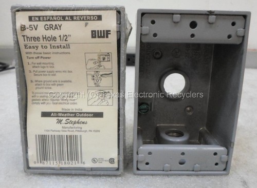 LOT OF 2 - BWF B-5V Gray Three Hole 1/2" Outlet Box | eBay