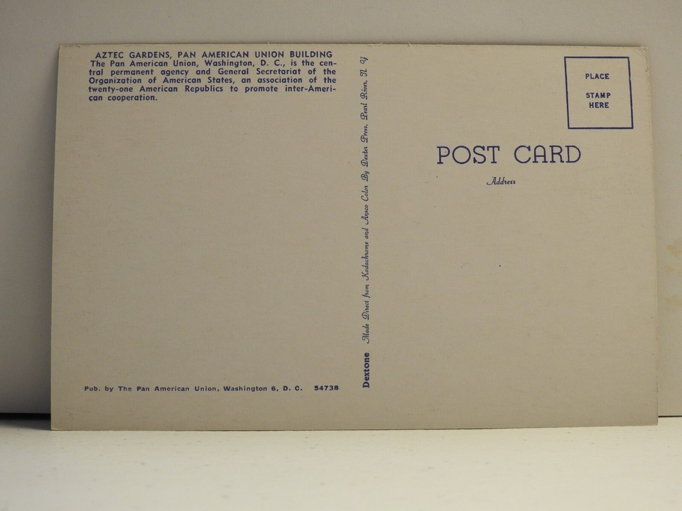 Aztec Gardems Pan American Union Washington, DC Chrome Postcard A477 | eBay