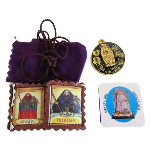 SANTA MUERTE TALISMAN 7 PODERES AZUL Y ROJO / HOLY DEATH TALISMAN BLUE ...