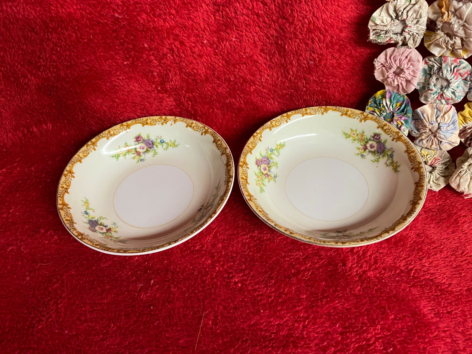 Vtg 2 Piece Esco Fine China of Japan Berry Bowls Floral Golden Orange ...
