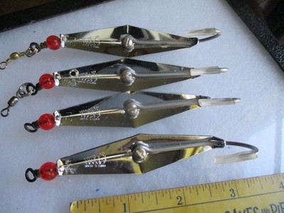 Lot of 4 Sea Strikers James E. Clark Squid Spoon #2; 3" trolling Lures ...