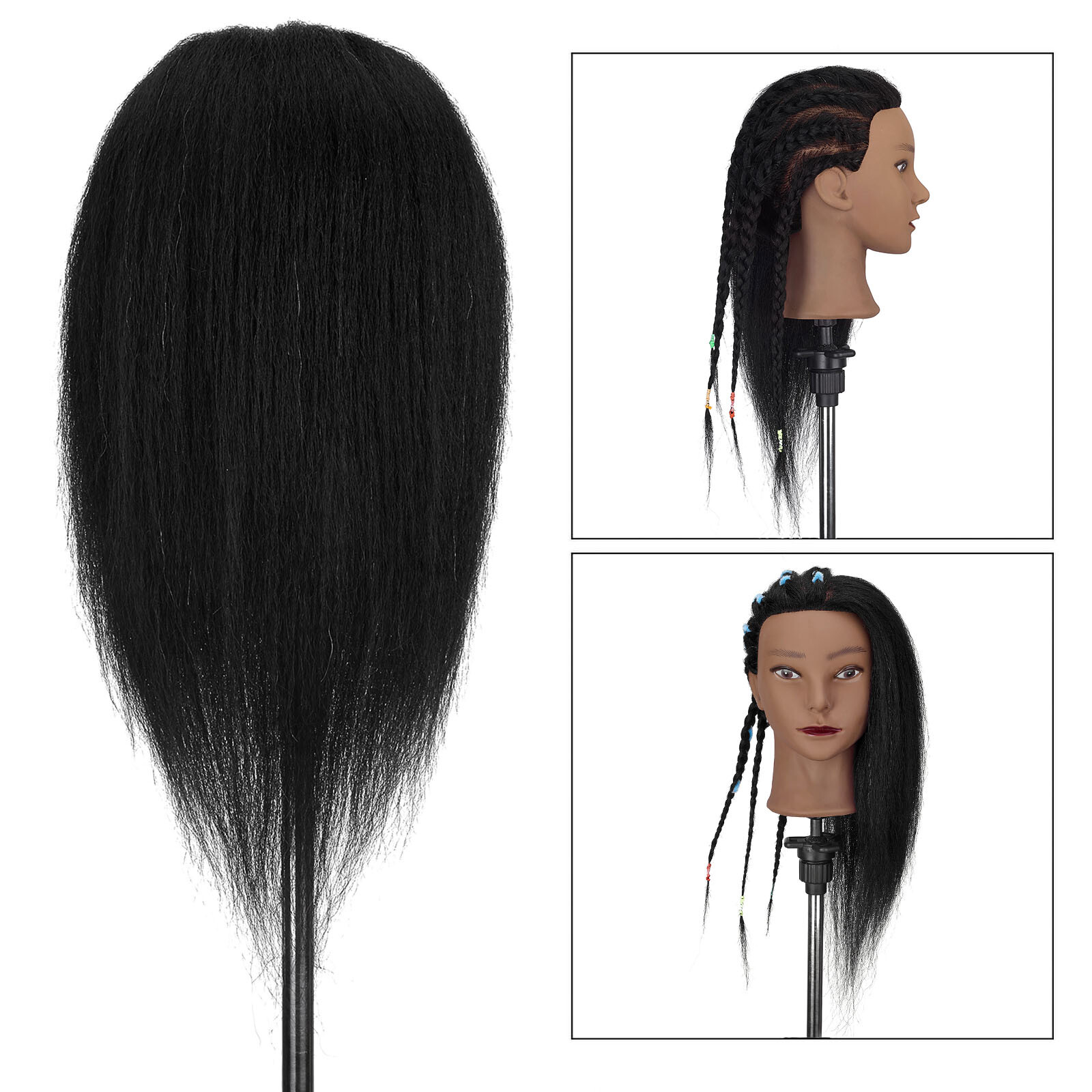 Afro Training Head 100% Real Hair Styling Cosmetology Female ...