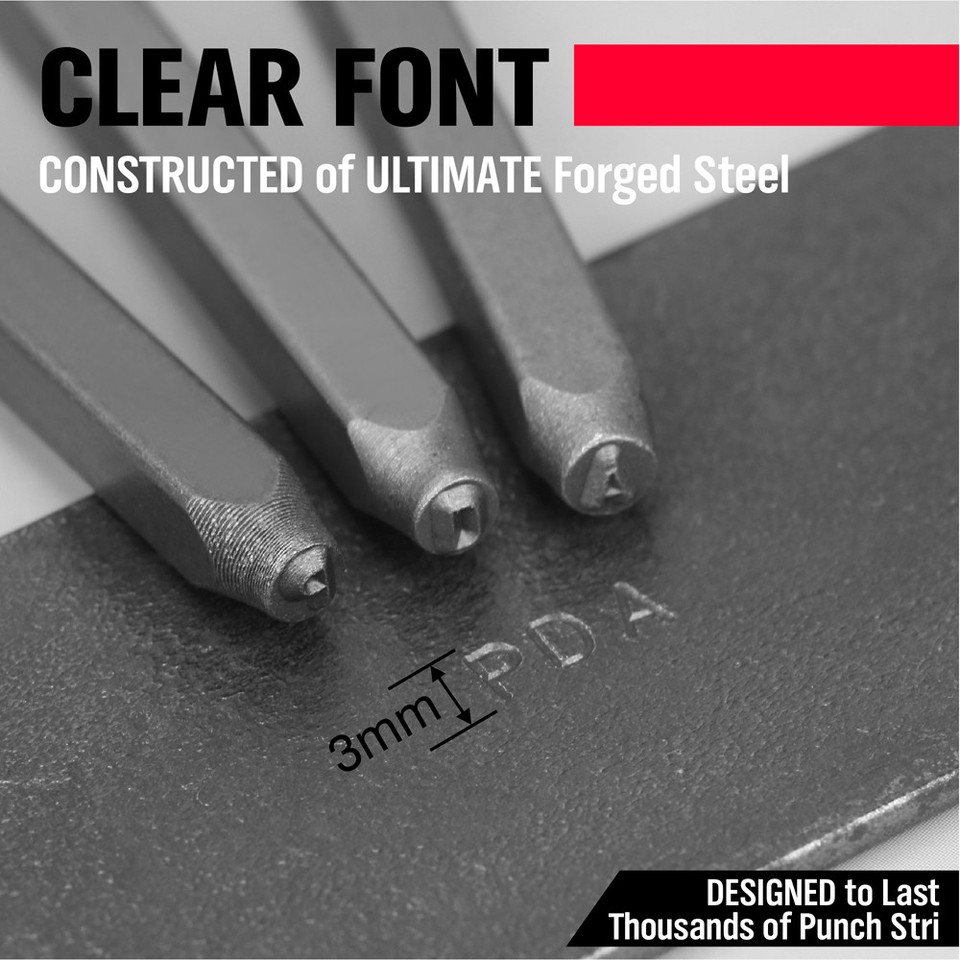 37 pc 1/8" Steel Metal Punch Letter & Number Stamp Stamping Kit Set ...