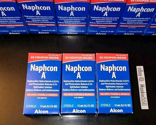 EXP 09/2027+! 3 Box Lot NAPHCON A Eye Allergy Relief Drops 15mL (0.5 oz ...
