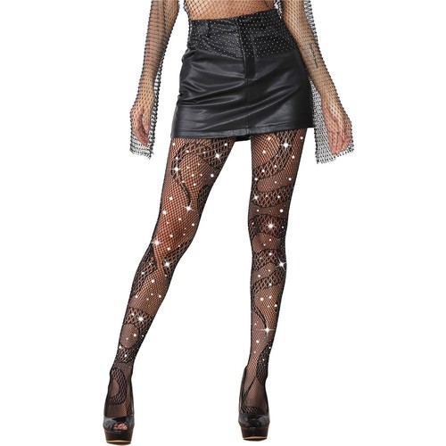 Sparkle Fishnet Tights Lace Patterned Rhinestone Snake Fishnets for ...