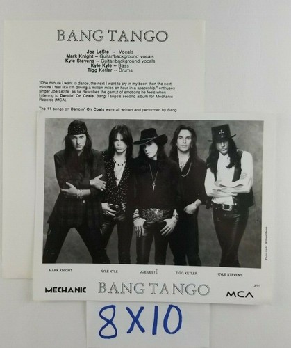 Bang Tango 1991 Hard Rock Music Band 8X10 Press Photo an Bio Info Sheet ...