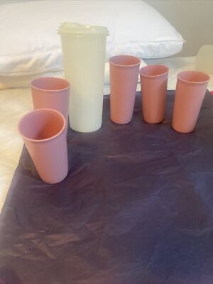 Lot of 5 Vintage Tupperware Drinking Cups 115,116 975 And 262-1 Pitcher ...