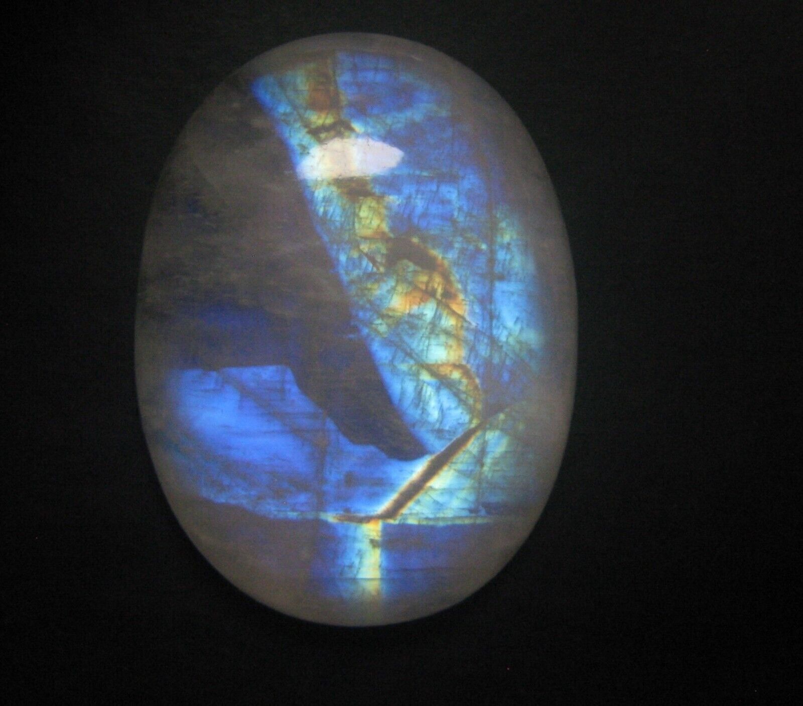Natural Rainbow Moonstone Oval 95.85 ct Loose Gemstone Flat Back Cab H ...