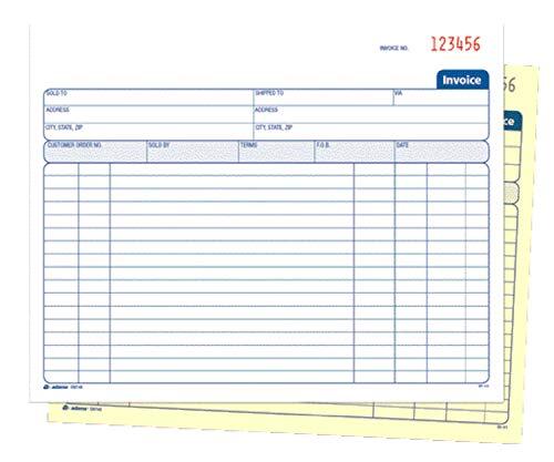 Invoice Book, 2 Part, Carbonless, 8.38 x 7.19 Inches, 50 Sets per Book ...