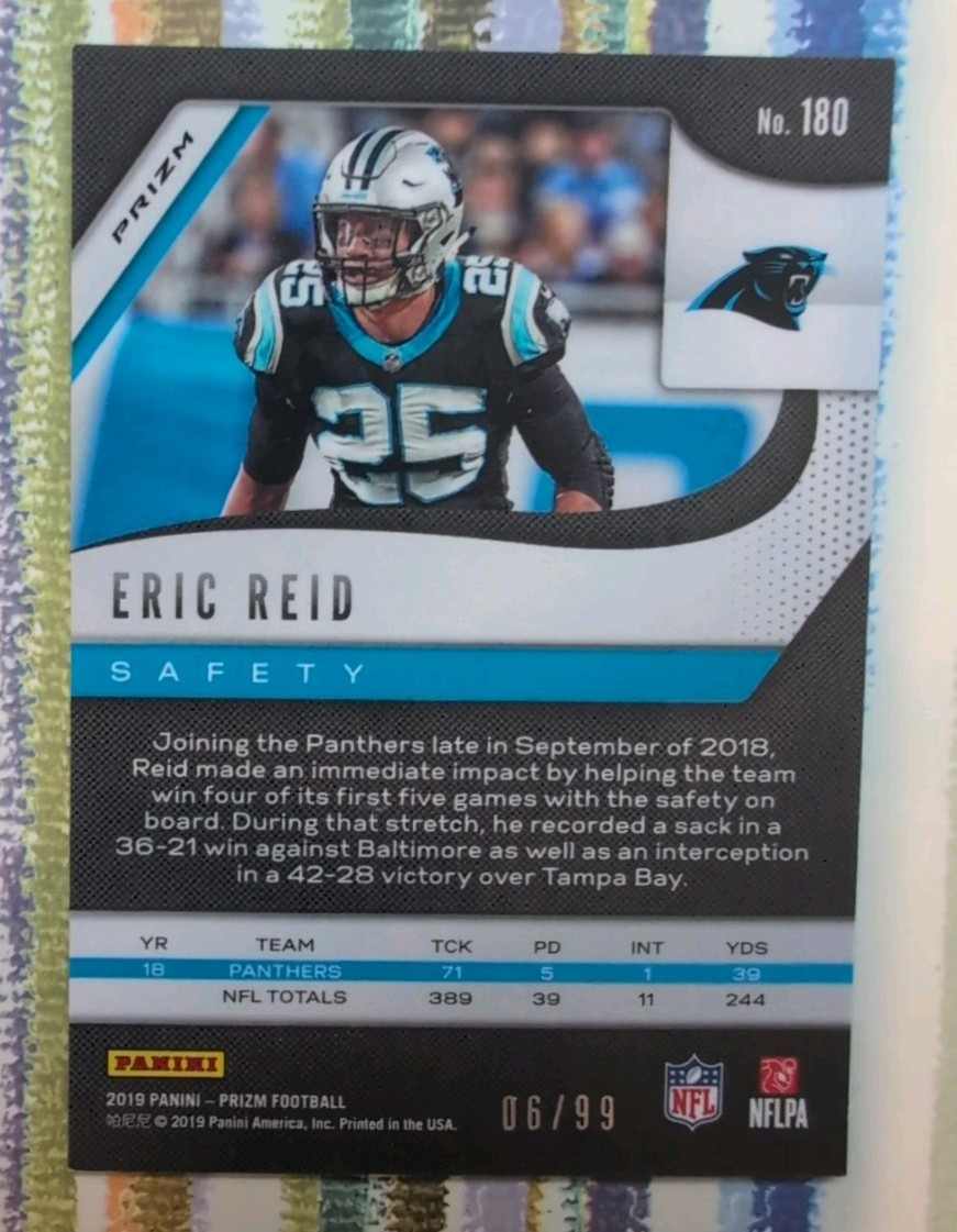 2019 Panini Prizm - Eric Reid #180 Blue Ice Prizm /99 for sale online ...
