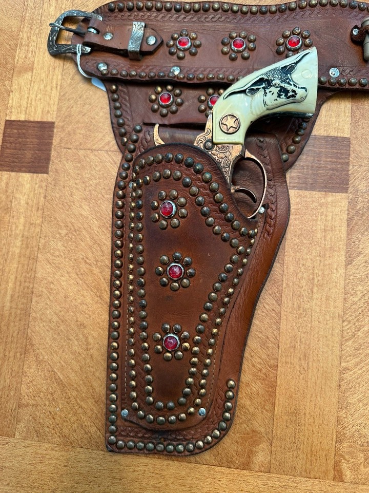 Two Copper Plated Hubley Texan Jr Cap Guns With Copper Trimmed Keyston ...