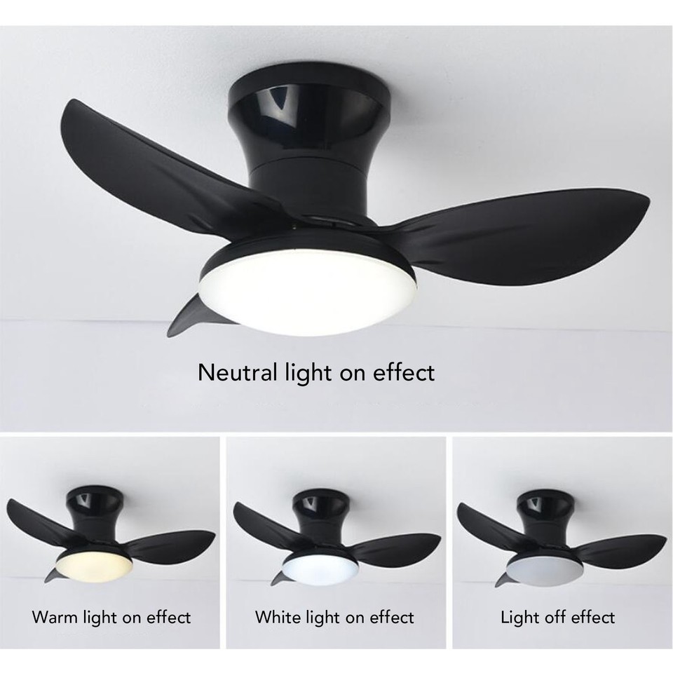 Ceiling Fan Light Flush Mount 25in Small Dimmable LED 6 Speed Quiet DC ...