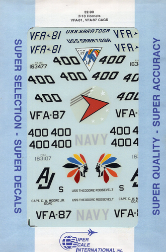 Super Scale Decals 1/32 F-18 Hornets VFA-81 VFA-87 CAG5 New Sealed 32 ...