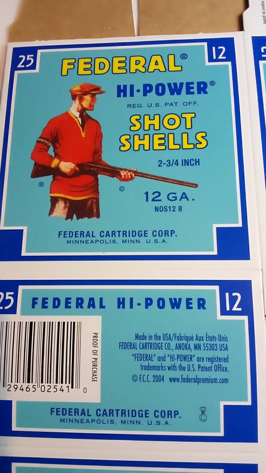 FEDERAL "HI-POWER" RETRO SHELL BOX, BRAND NEW/NEVER USED/ UNFOLDED and ...