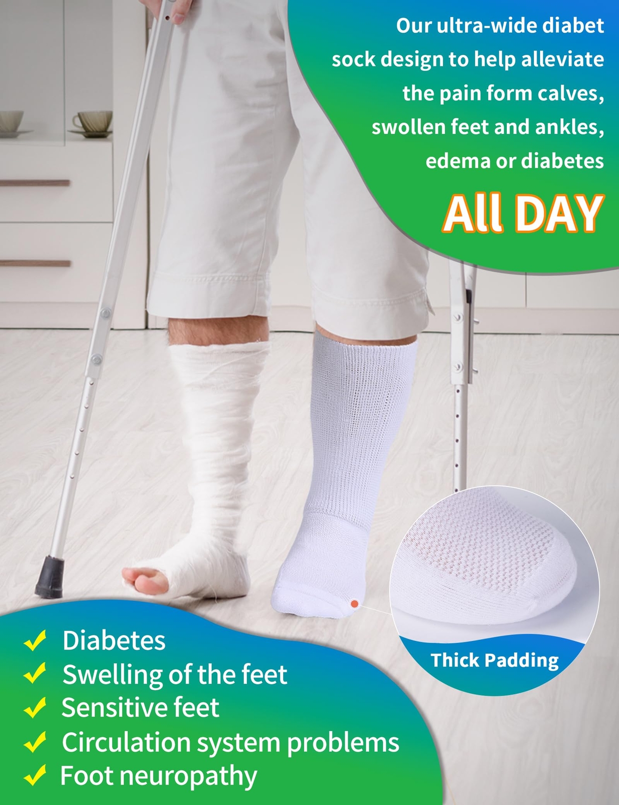 2 Pairs Wide Bariatric Socks Non Binding Extra Wide Diabetic Socks ...