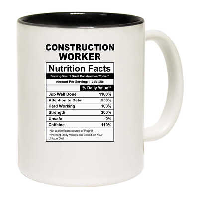 Construction Worker Nutrition Facts - Funny Novelty Coffee Mugs Mug ...