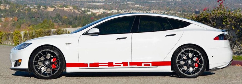 2012-2024 Tesla Model S Custom Outline " TESLA " Side Vinyl Decal Set ...