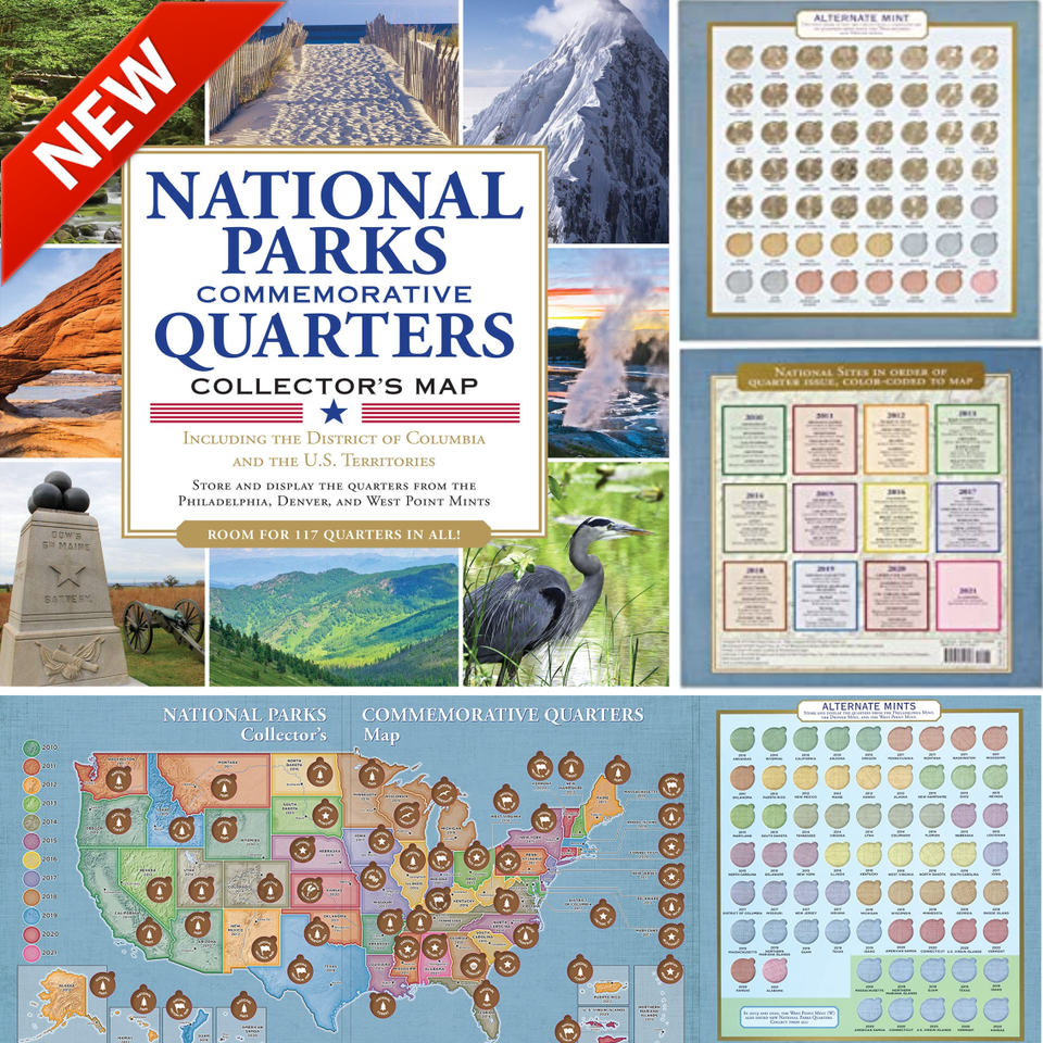 National Parks US Mint Map Album Coin Holder Commemorative Quarters ...