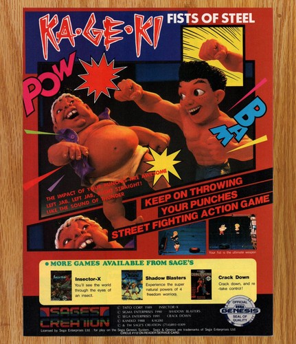 Kageki Shadow Blaster Crack Down Insector X - Video Game Print Ads ...
