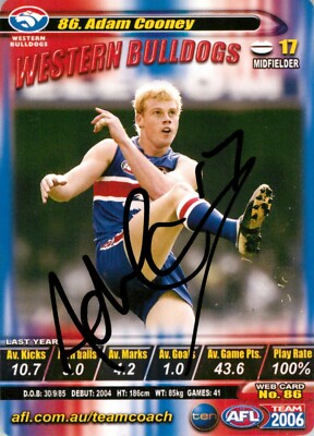 Signed 2006 WESTERN BULLDOGS AFL Card ADAM COONEY | eBay Australia