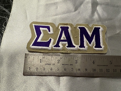 Sigma Alpha Mu Embroidered Greek Letters on Khaki Background FREE SHIP ...