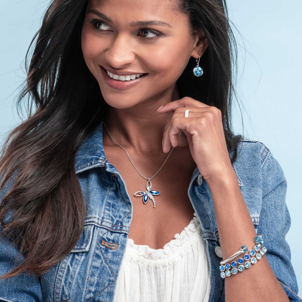 Sparkly Touchstone Crystal by Swarovski Dragonfly Pendant With Silver Necklace | eBay