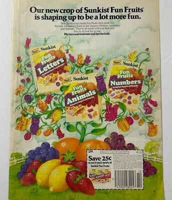 1987 Sunkist FUN FRUITS Snacks Magazine Ad | eBay