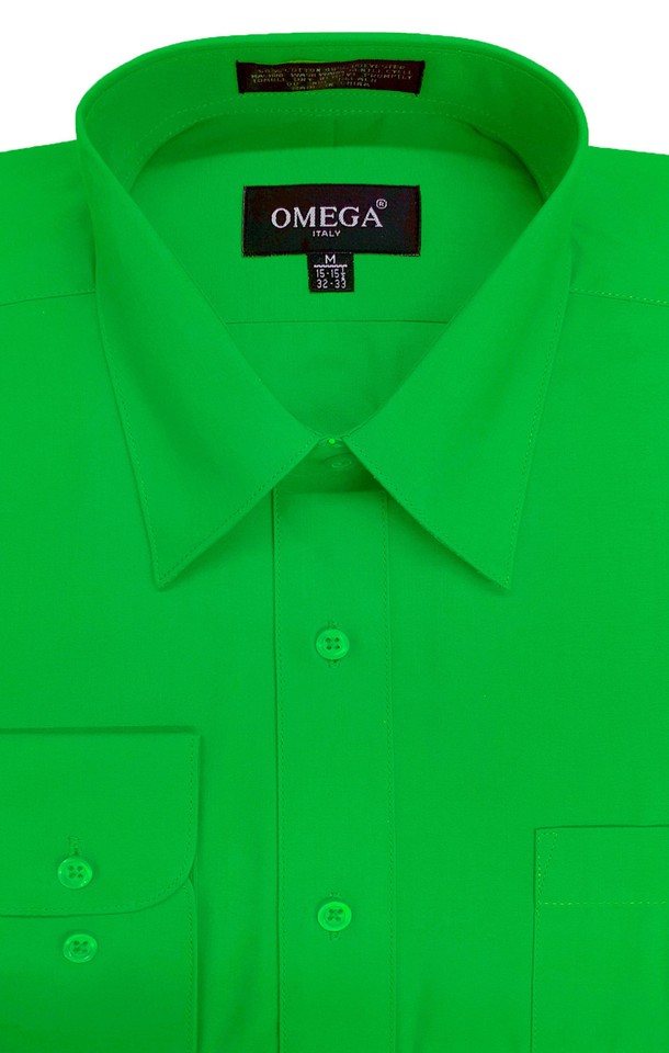 Omega Mens Premium Regular fit Long Sleeve Dress Shirt, 26 Colors, Part ...