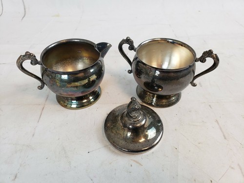 Vintage Pilgrim Silverplate Silver Creamer Pitcher and Sugar Bowl W ...