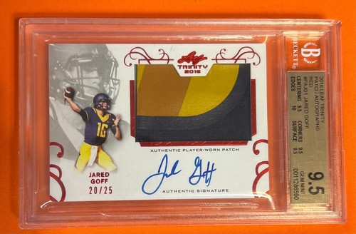2016 Leaf Trinity Jared Goff Red Jersey Patch Auto 20/25 BGS 9.5 Gem | eBay