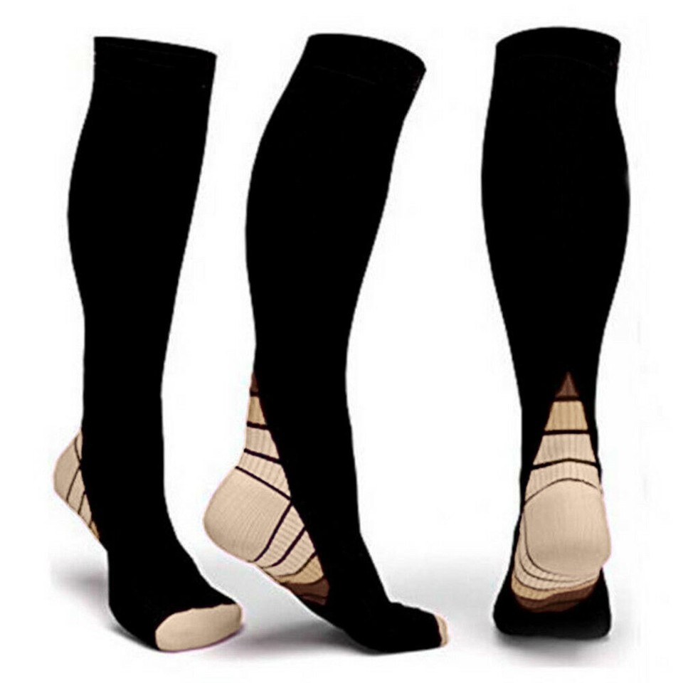 Compression Socks Men & Women Varicose Veins Anti-Fatigue Flight ...