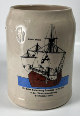 Vtg Franz Stober Santa Maria Beer Stein Mug .5 L Stoneware Americas ...