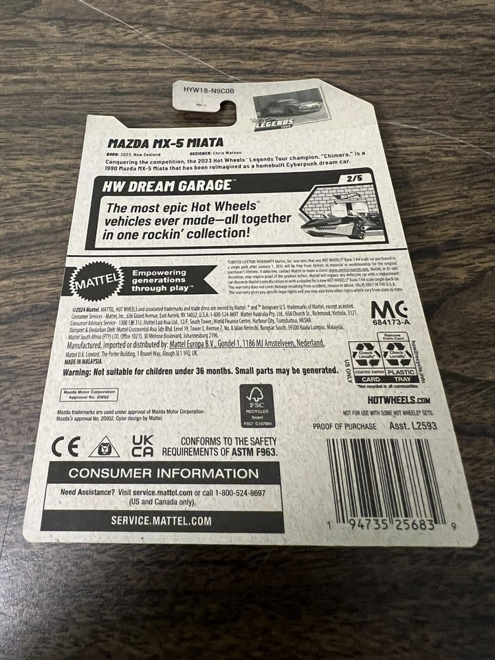 2025 LEGENDS Tour Winner #1 HOT WHEELS Mazda MX-5 Miata Chimera ...