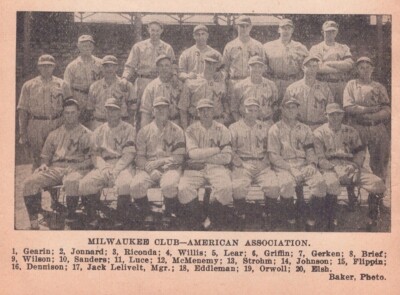 1927 American Association Milwaukee Brewers Baseball 1920s george ...
